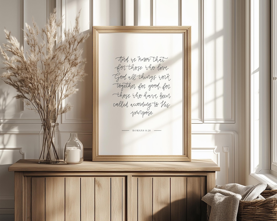 Romans Chapter 8 Bible Verse Vintage Print God Works for Our Good ...