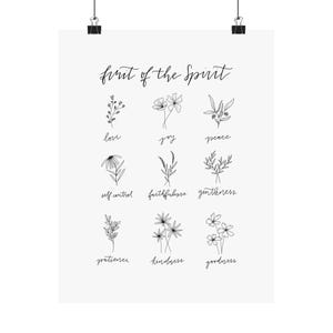 Fruits of the Spirit Vintage Floral Chart Bible Verse Wall Print ...