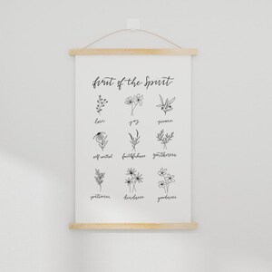 Fruits of the Spirit Vintage Floral Chart Bible Verse Wall Print ...