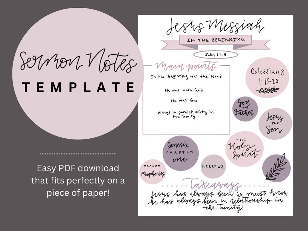 Printable Sermon Notes Template Page Binder Size - Etsy
