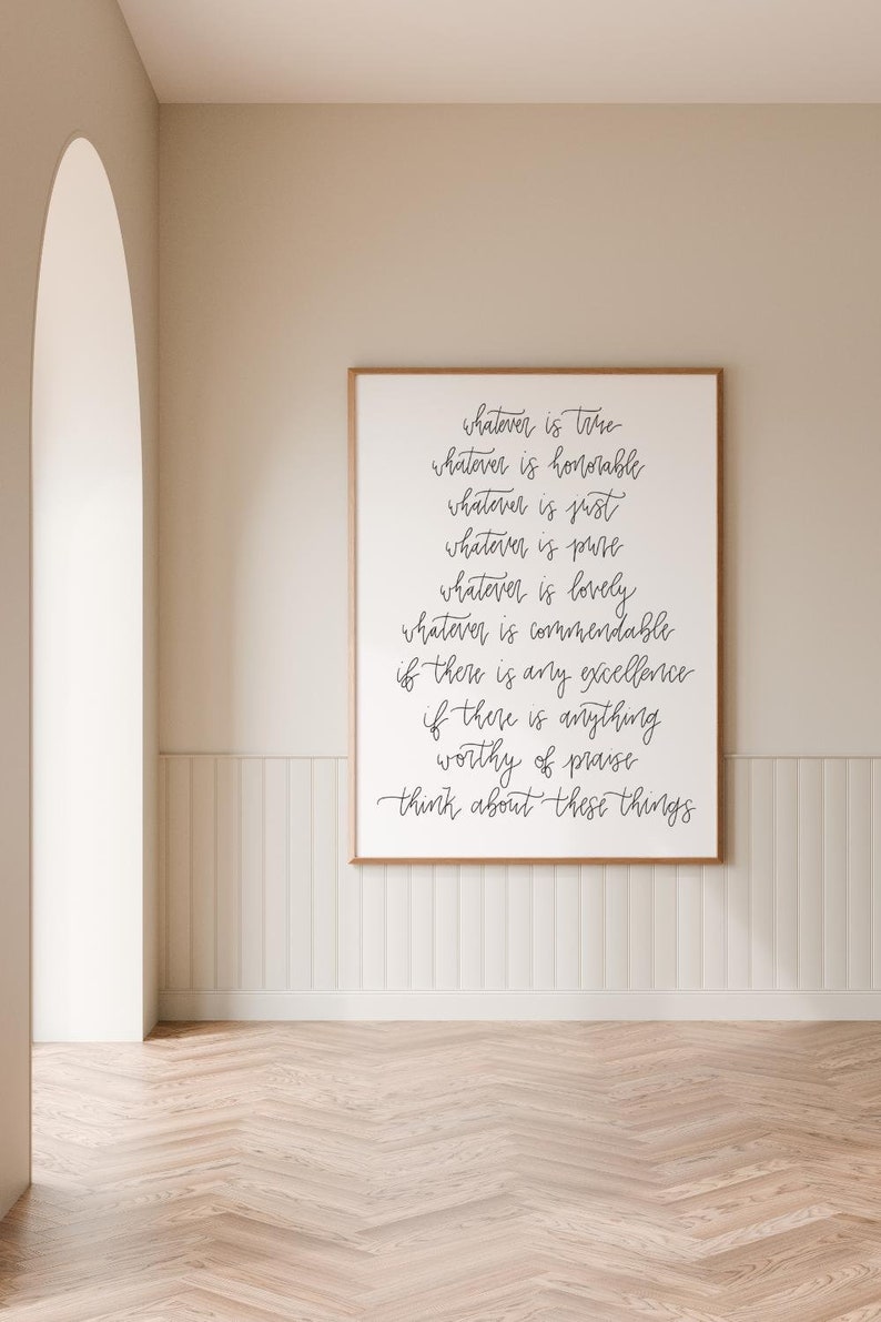 Whatever is True Bible Verse Wall Hanging Art Print Philippians 4:8 ...