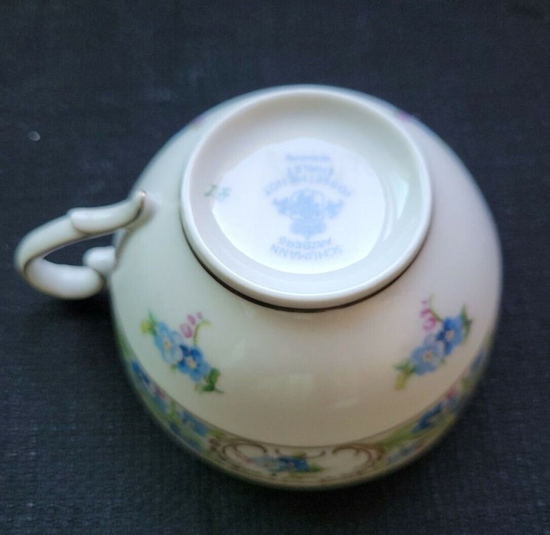 Schumann Arzberg Pierced Cup & Saucer 41 Forget Me Not Chalet Germany ...