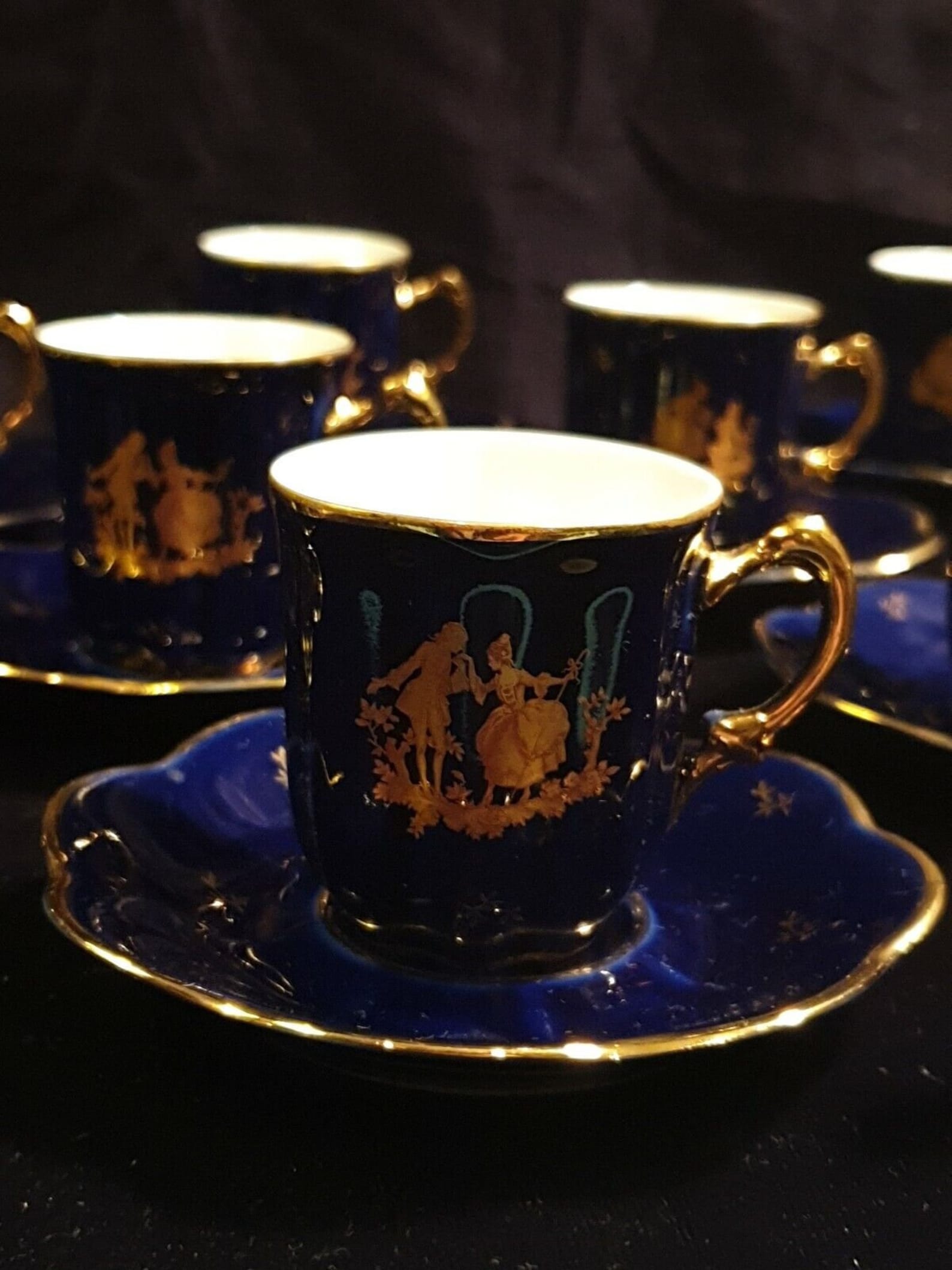 LIMOGES France Cobalt Blue Gold Veritable Porcelaine D'art Teapot Cup ...