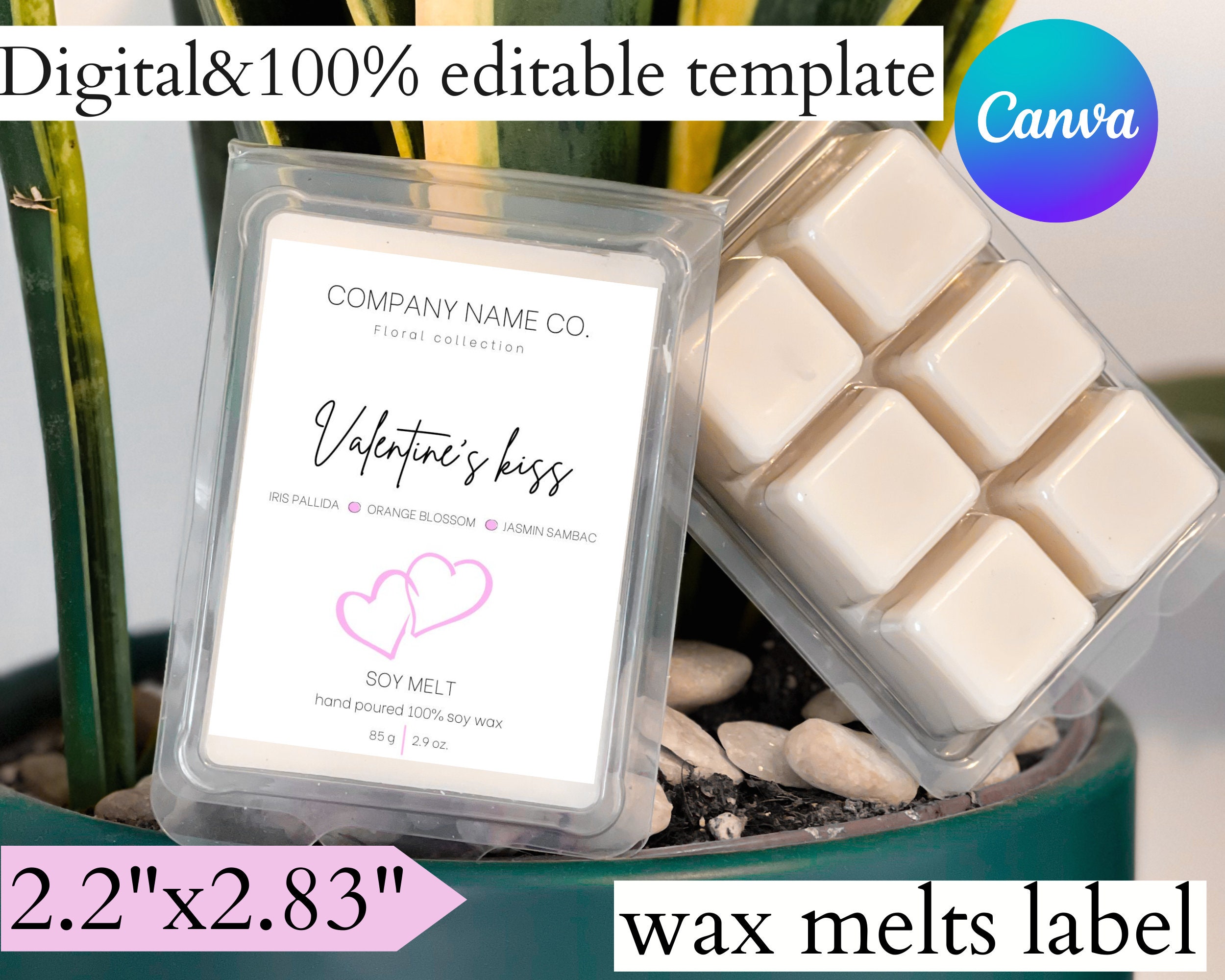 Aesthetic Wax Melts Label Template | Digital Download | Valentine’s Day ...