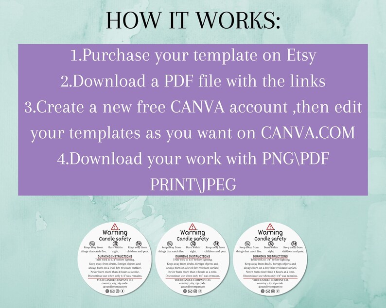 Editable Candle Warning Label Template | Candle Safety Label | Circle ...