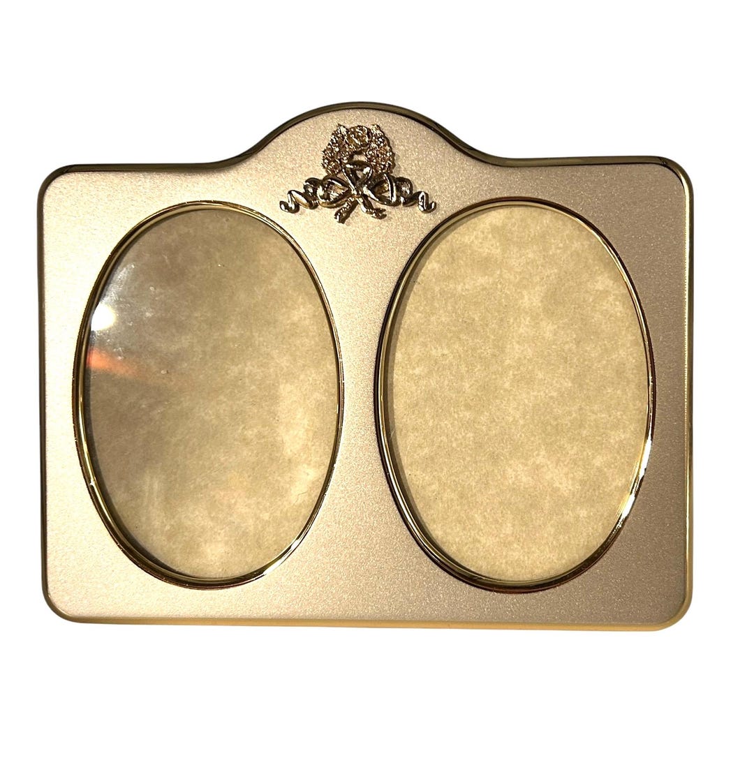 Vintage Double Photo Frame Gold Metal 1980s in Box Unused Oval Frames ...