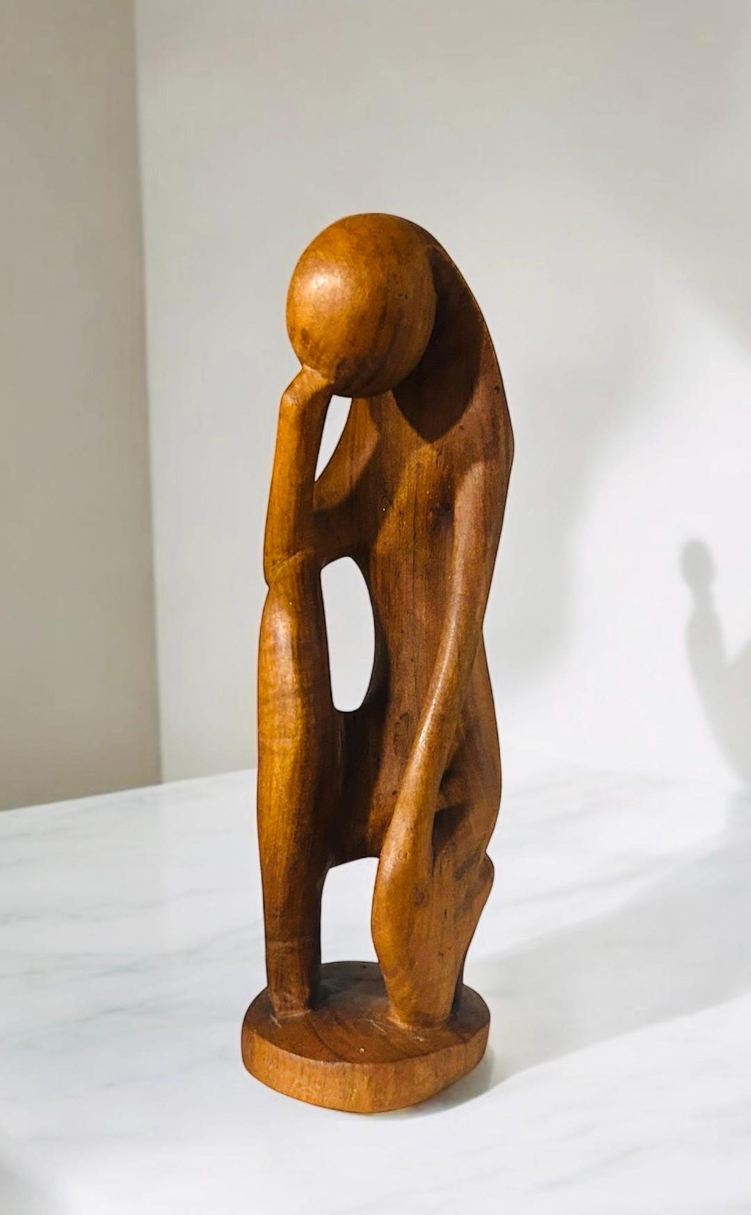 Sculpture - the Thinking Man Mid Century Hand Carved Rosewood Excellent ...
