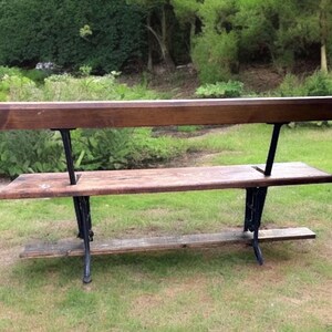 Antique Victorian Railway Bench Pew Reversible Action Pitch Pine & Cast ...