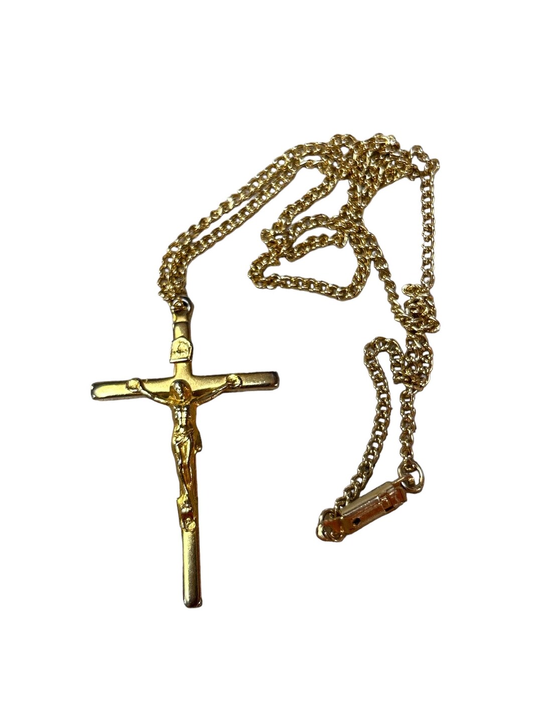Vintage Gold Plated Jesus on Cross Necklace Crucifix on Chain 1970s - Etsy