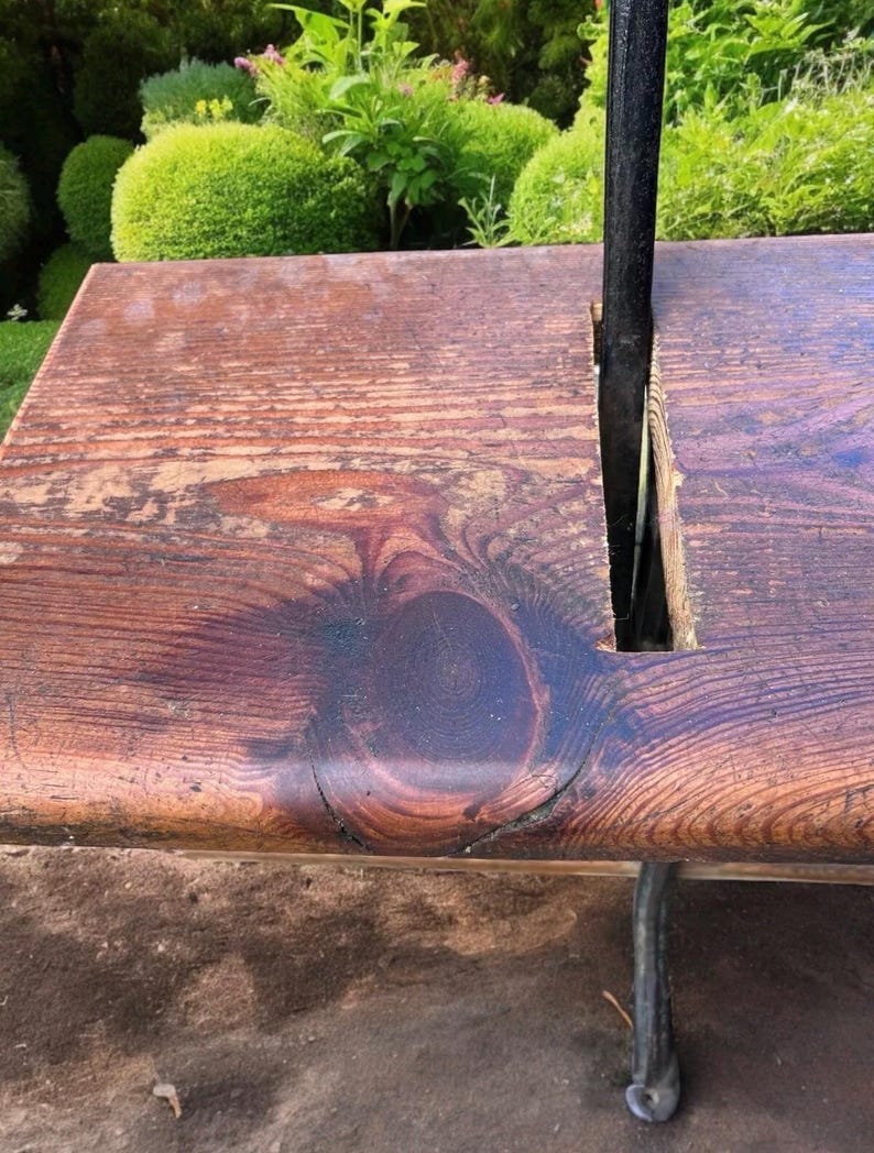 Antique Victorian Railway Bench Pew Reversible Action Pitch Pine & Cast ...