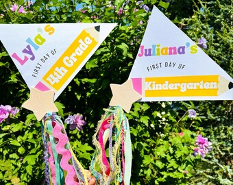 Personalized Back to School Sign First Day of School Pencil Pennant ...