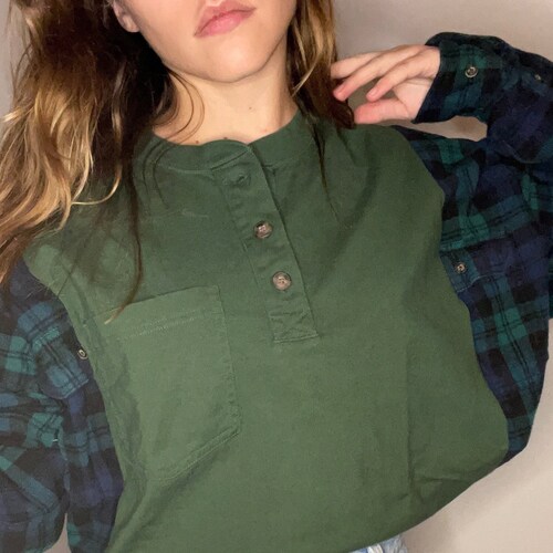 Reworked Levis T and Flannel Rework Sustainable Clothing Tops - Etsy