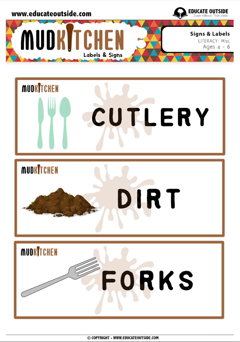 Mud Kitchen Labels - 29 Labels, PDF Download + Editable Version - Etsy