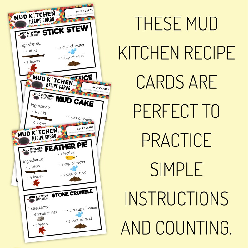 Mud Kitchen Recipe Cards (ingredients Only) - Etsy