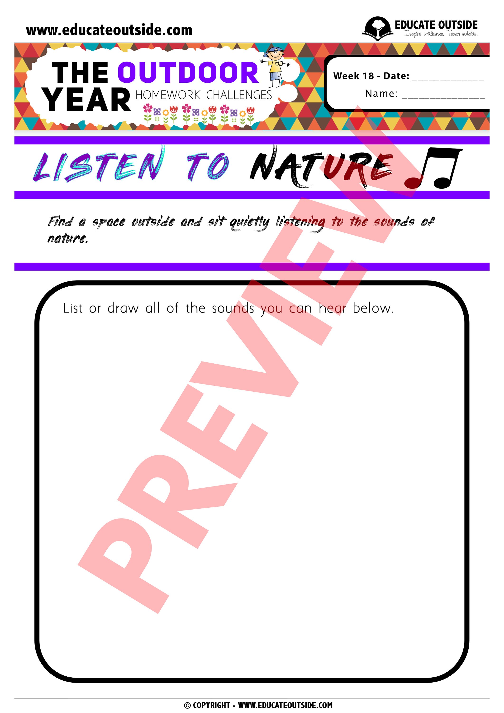 Home Learning Outdoor Challenges Outdoor Learning Activity - Etsy