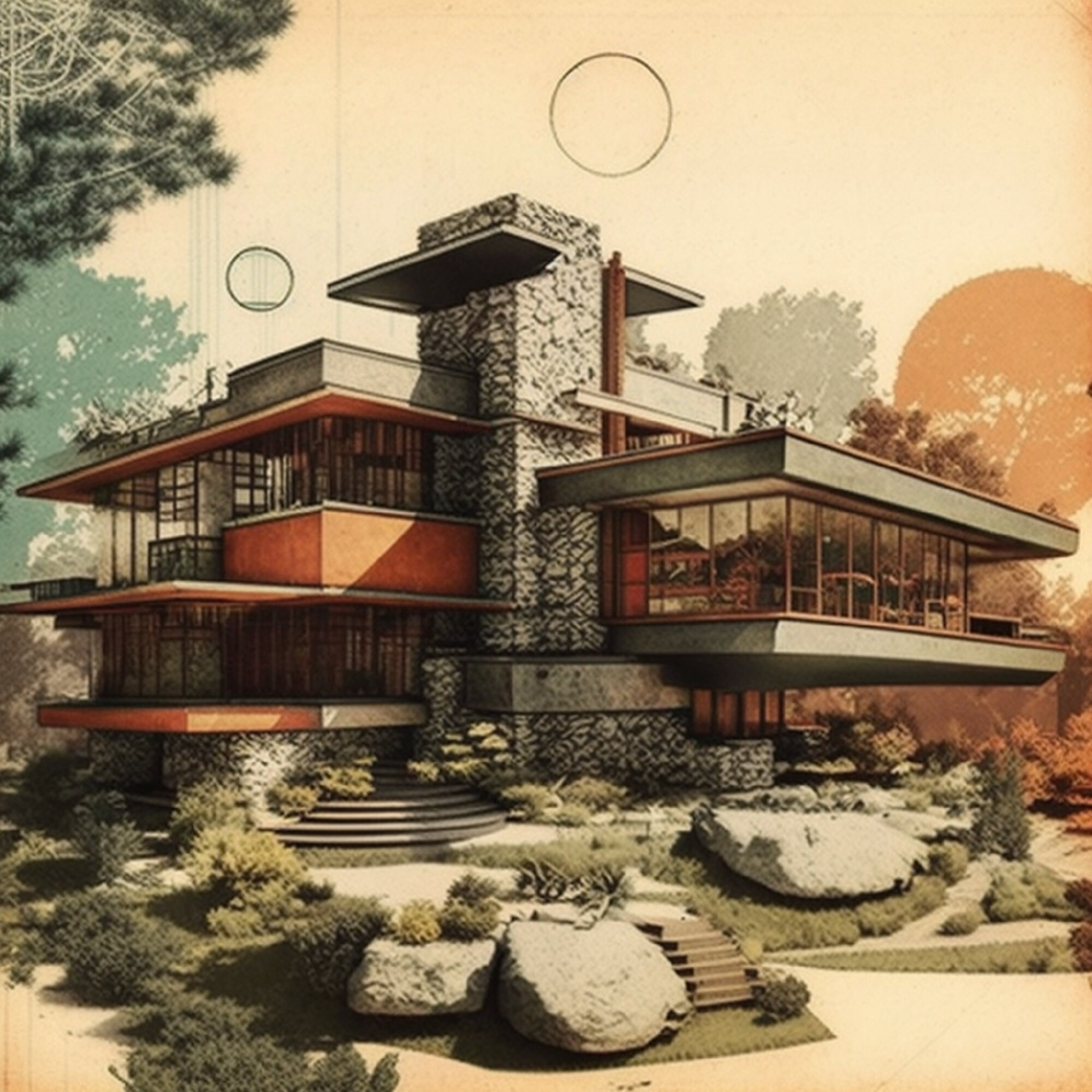 Art Deco Mid Century House Inspired by Frank Lloyd - Etsy
