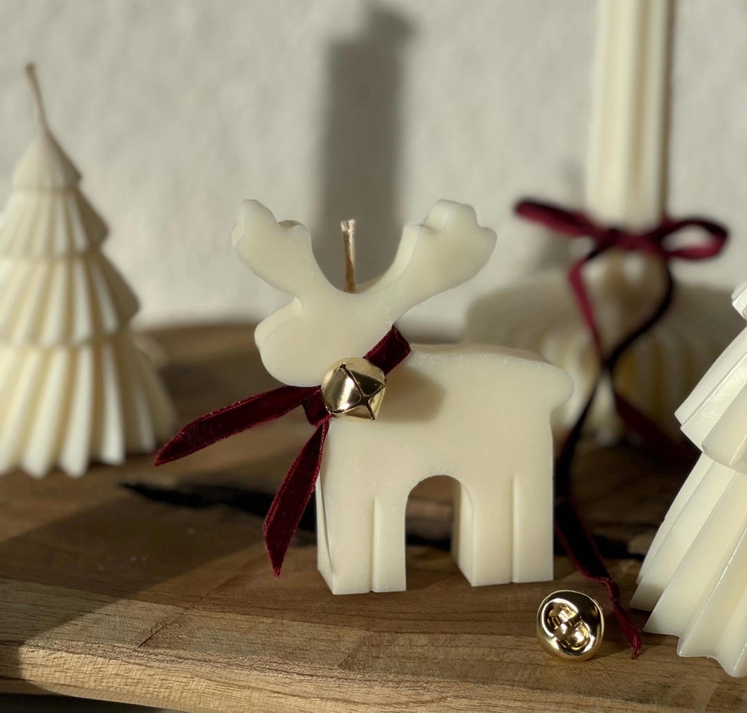 Reindeer Candle/ Christmas Candle/ Christmas Decoration/ Handmade/ Elk ...