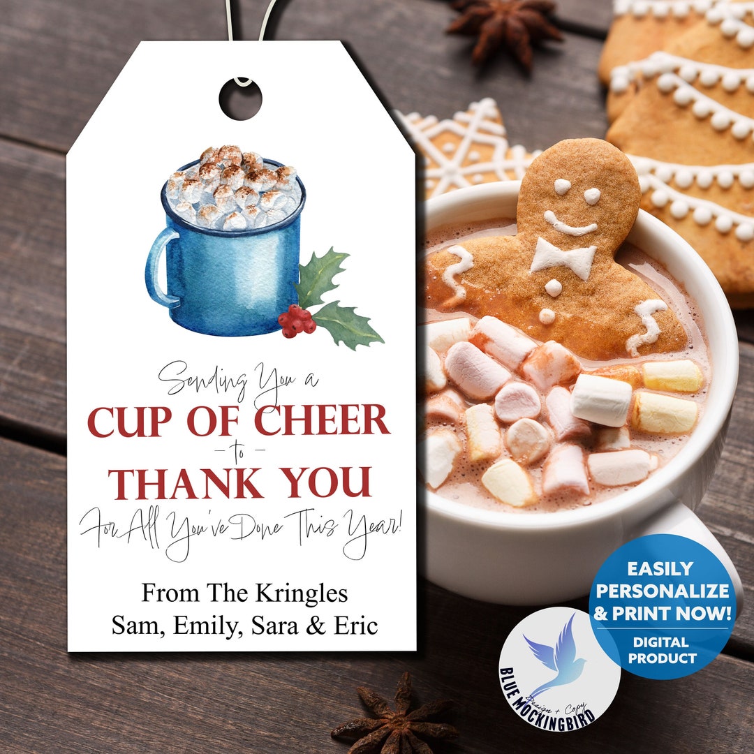 Printable Hot Cocoa Gift Tag, Cup of Cheer Tag, Hot Chocolate Tag ...