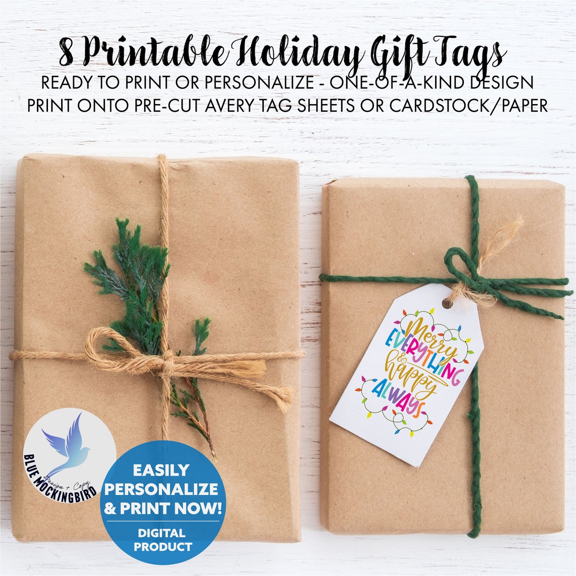 Merry Everything and Happy Always Printable Christmas Gift - Etsy