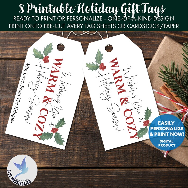 Printable Warm & Cozy Blanket Gift Tag, Christmas Gift Tag for Teacher ...