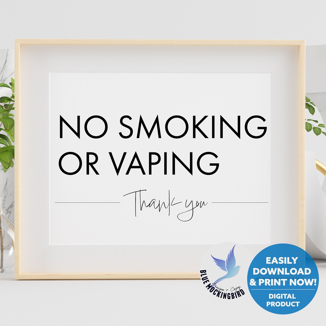 No Smoking or Vaping Sign, Airbnb No Smoking Sign, Please No Smoking ...