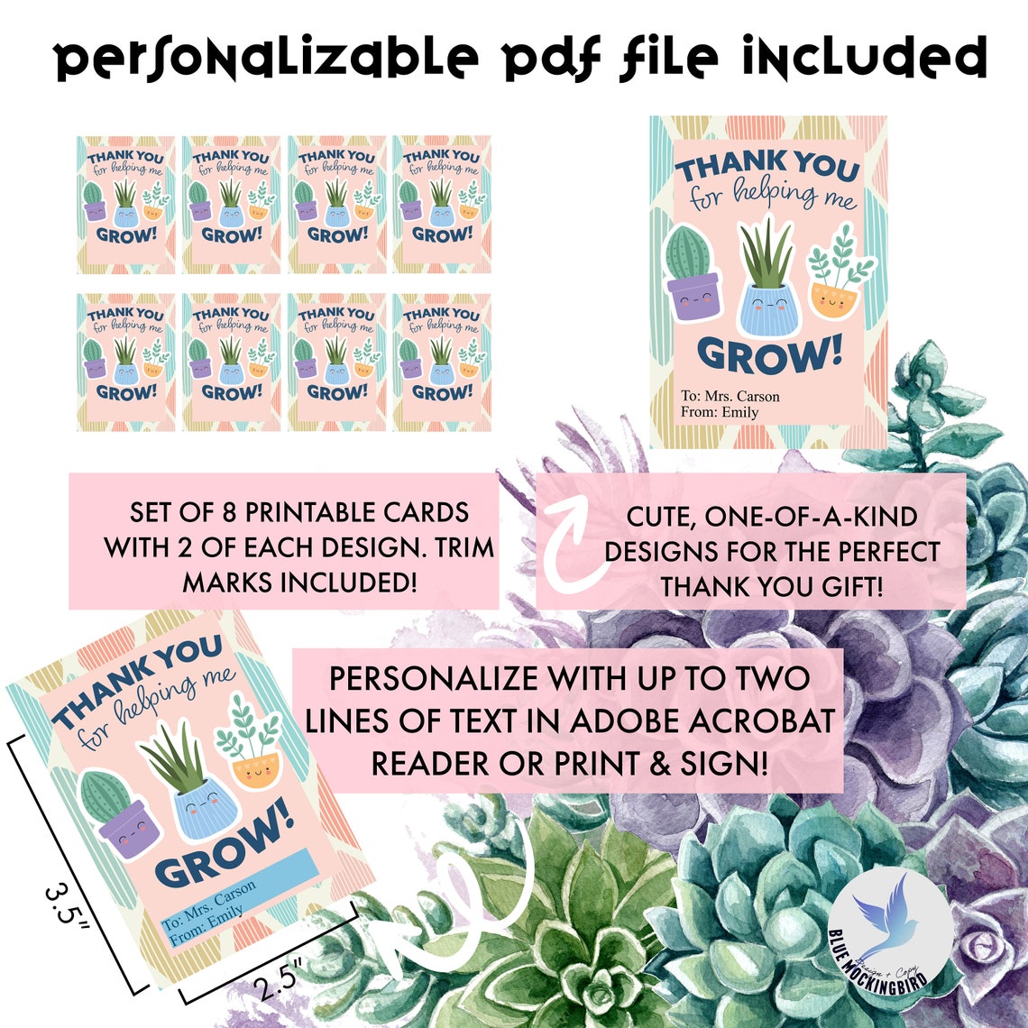 Printable Teacher Appreciation Gift Tag, Thank You for Helping Me Grow ...