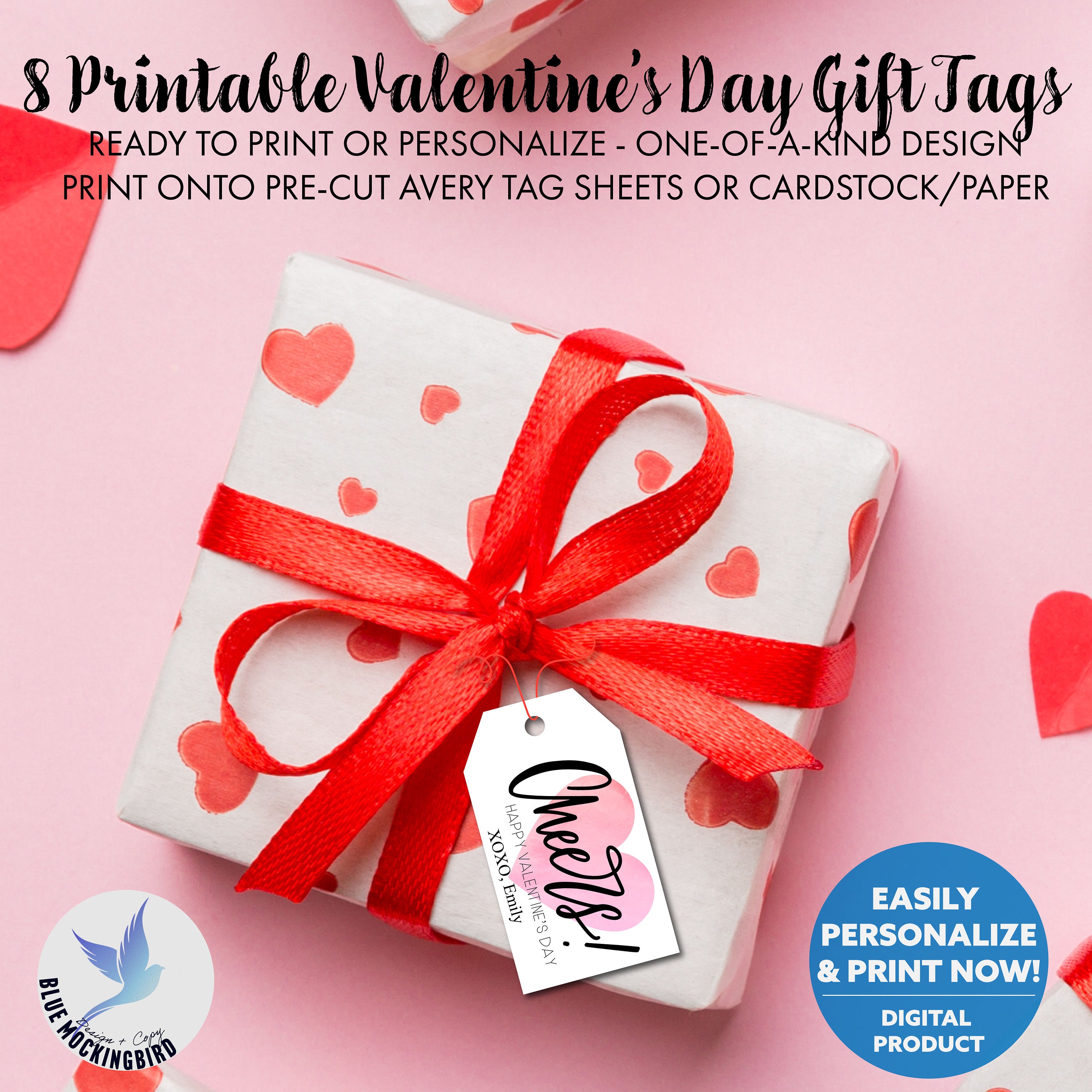 Printable Happy Valentine's Day Gift Tag, Cheers Valentine Wine Tag ...