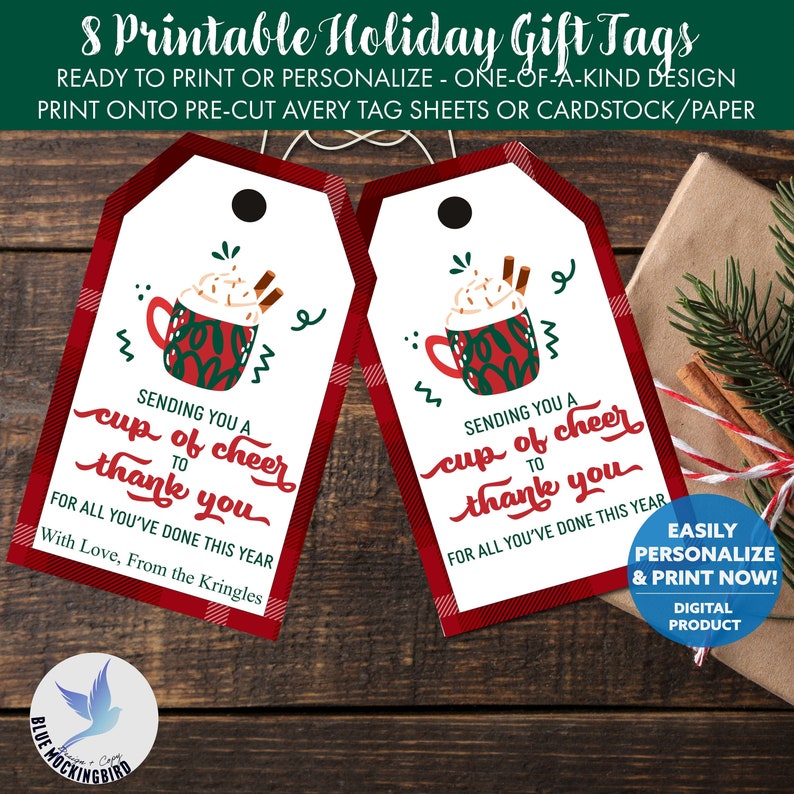 Printable Hot Cocoa Gift Tag, Hot Cocoa Bomb Tag, Christmas Coffee Tag ...