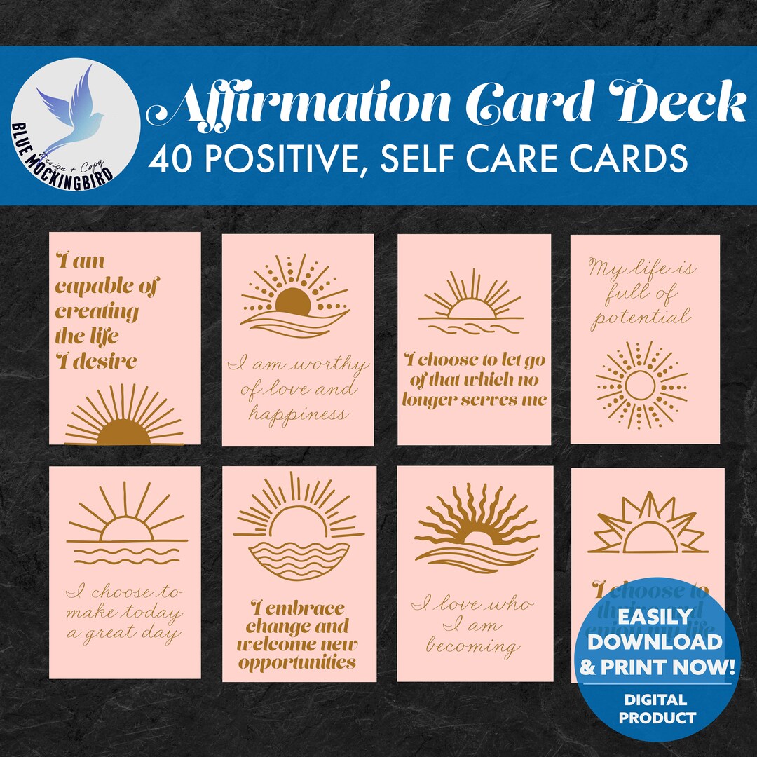 Boho Affirmation Card Deck, 40 Printable Affirmation Cards, Positive ...