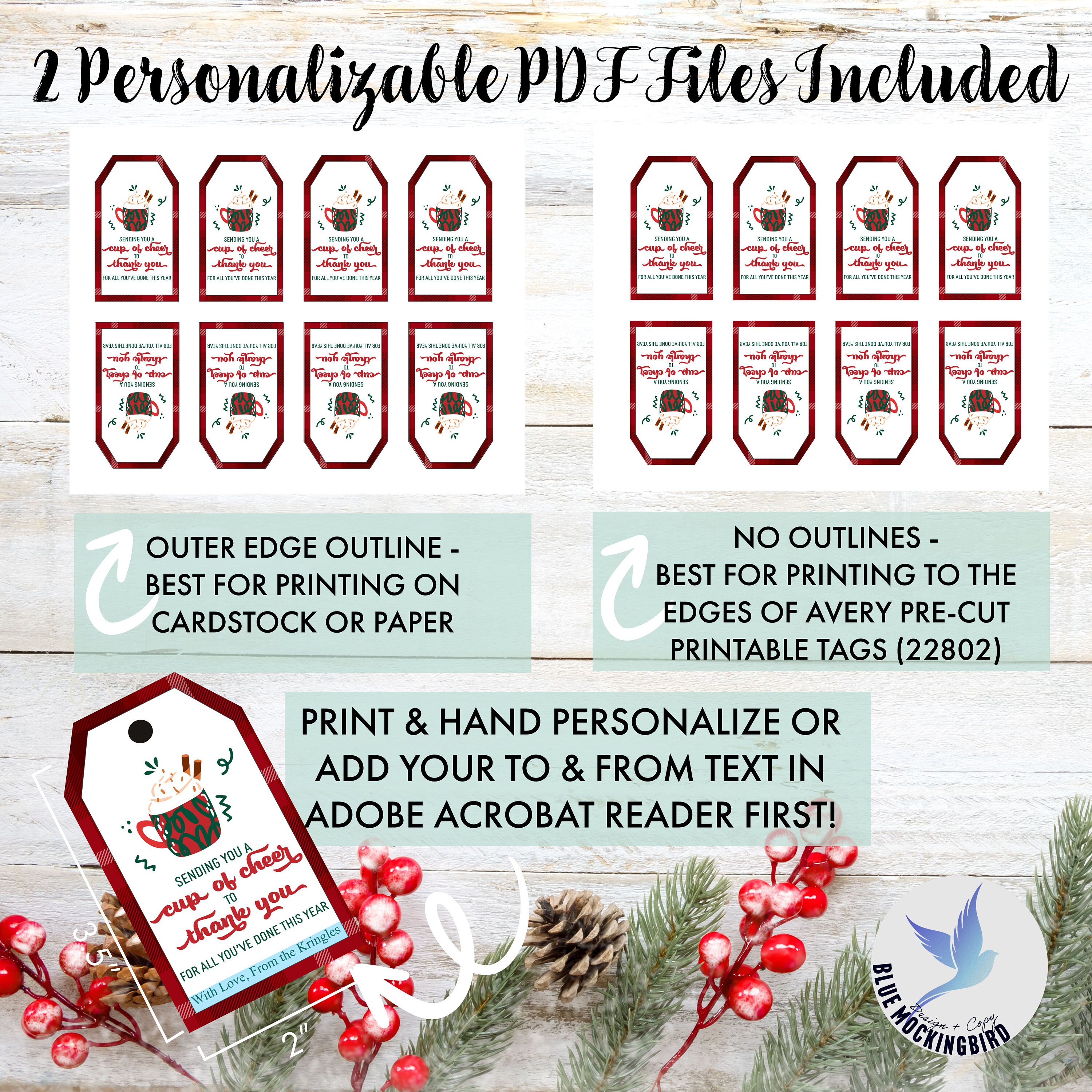 Printable Hot Cocoa Gift Tag, Hot Cocoa Bomb Tag, Christmas Coffee Tag ...