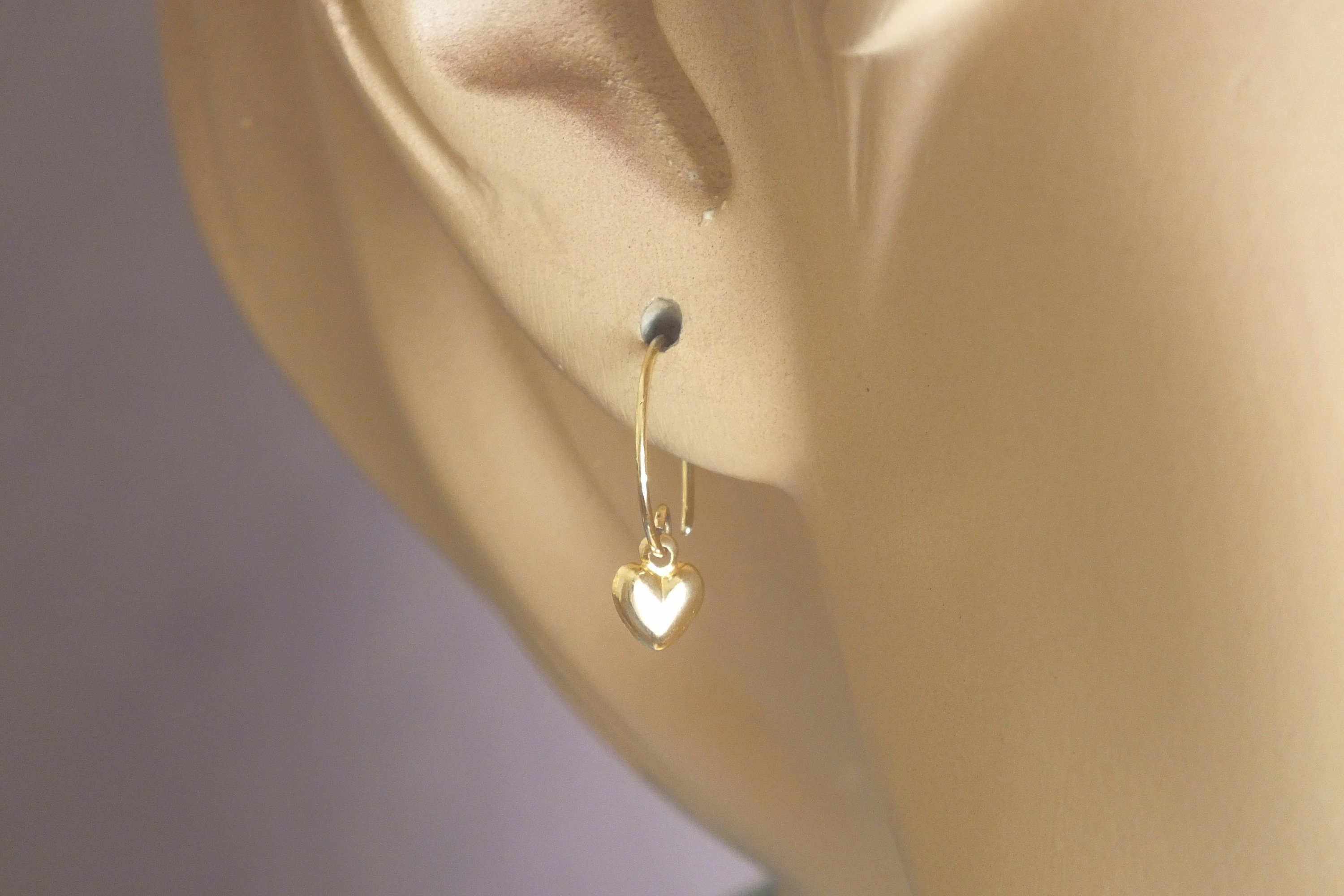 Heart Hoop Earrings, 14k Solid Gold Heart Hoop Earrings, Gold Hoops ...