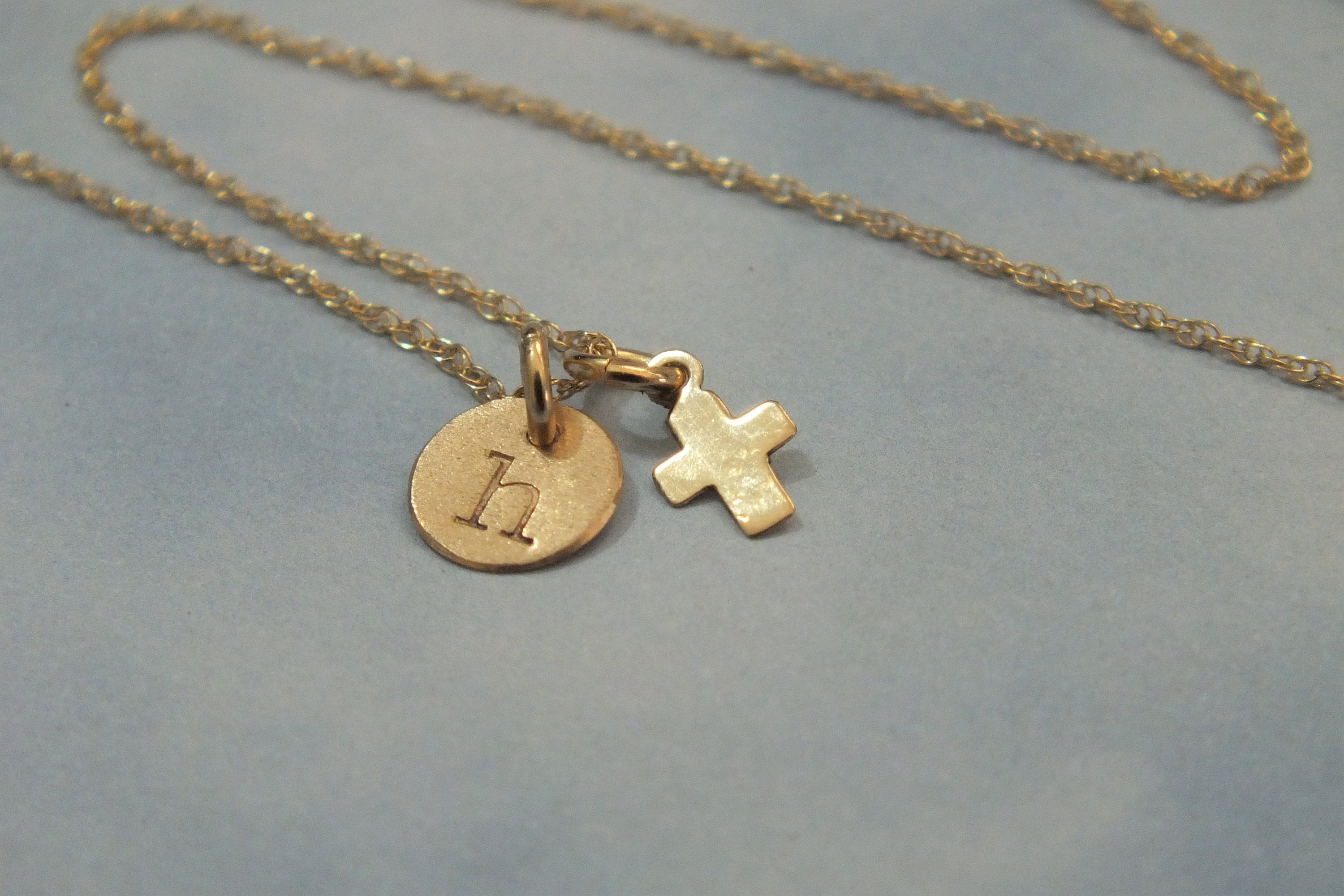 Dainty Gold Cross Charm, Tiny 14k Solid Gold Cross Pendant, Small Gold ...