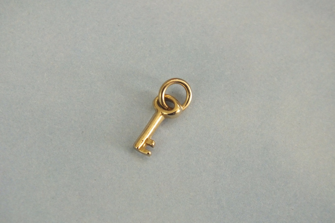 14k Key Charm -tiny- 14k Solid Gold Key Pendant, Key to My Heart, Tiny ...