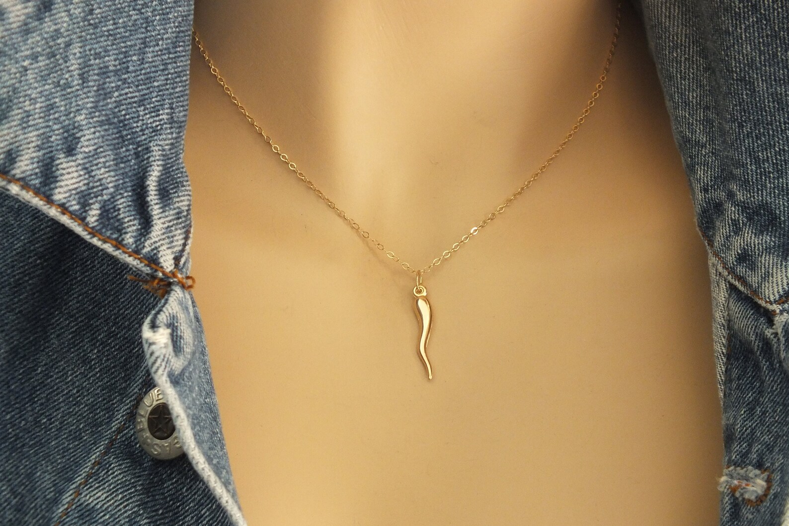 Gold Fertility Necklace, 14k Solid Gold Puffed Fertility Horn ...