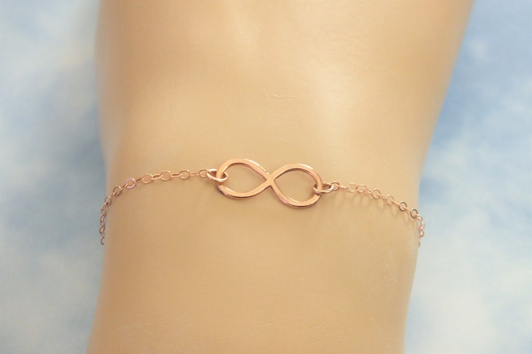 14k Solid Gold Endless Love Bracelet, 14k Pink Gold Eternity Bracelet, Rose Gold Infinity ...