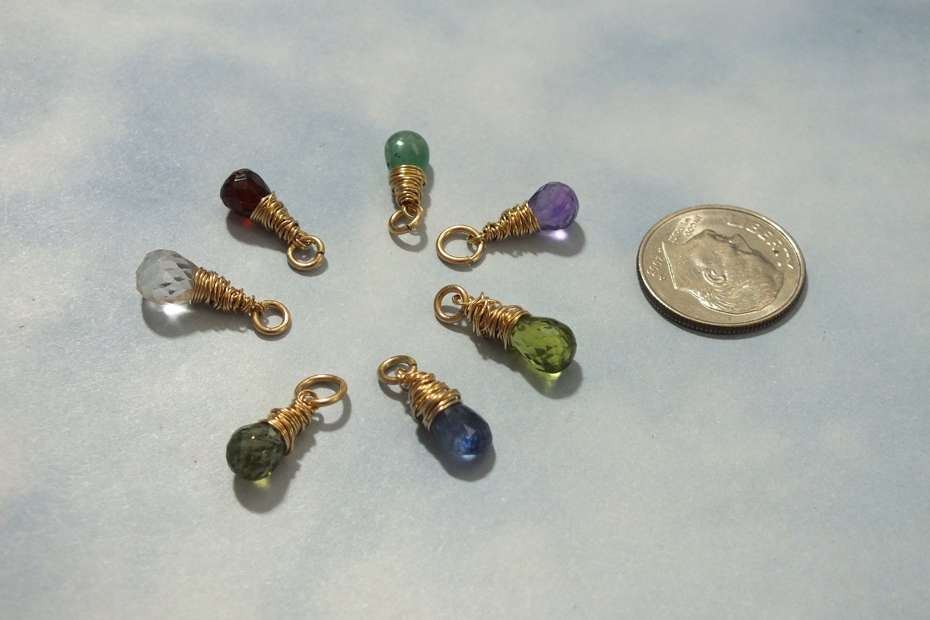 Gold Birthstone Charm, 14k Solid Gold Birthstone Charm to Add on Chains ...