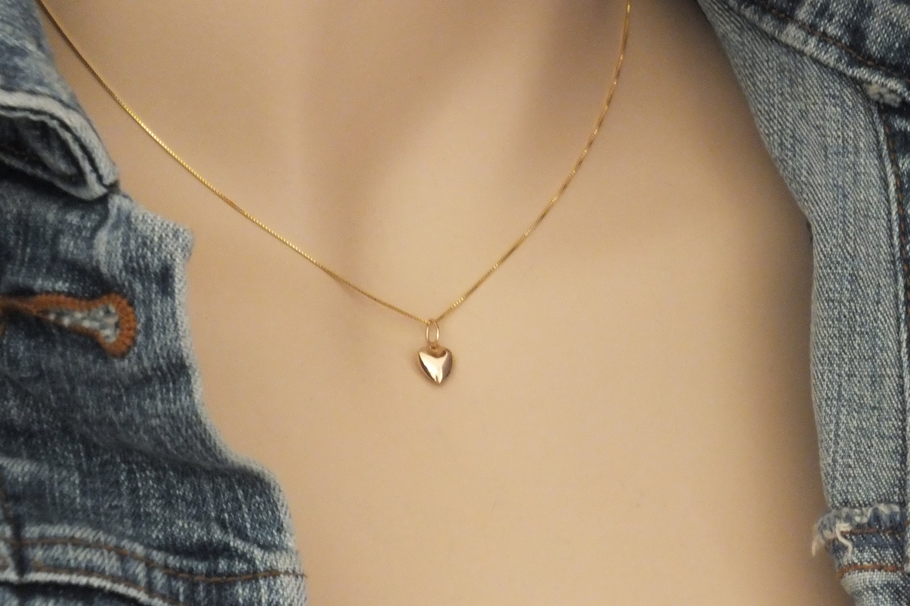 Solid Gold Heart Charm, 14k Solid Gold Heart Pendant, Puffy Heart Charm ...