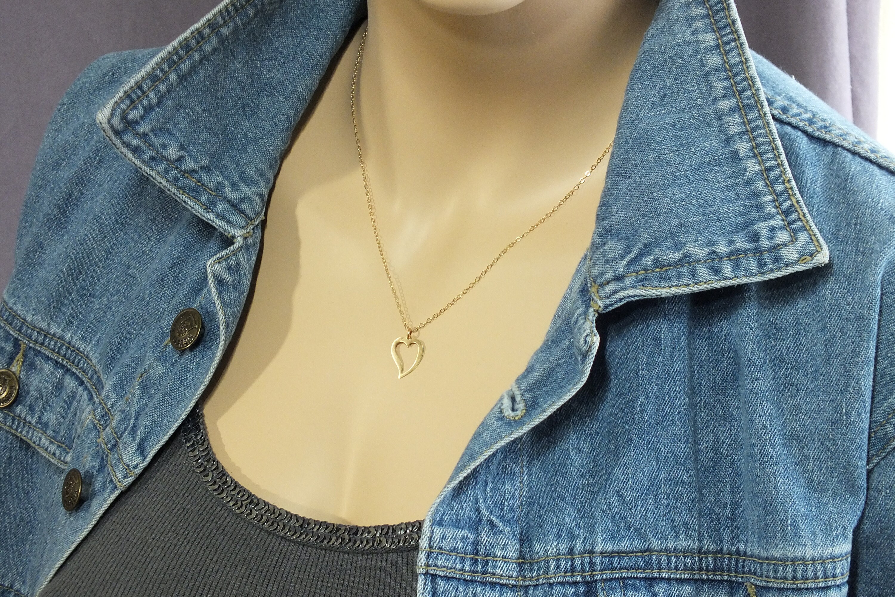 Gold Heart Charm 14k Solid Gold Heart Outline Charm Gold - Etsy