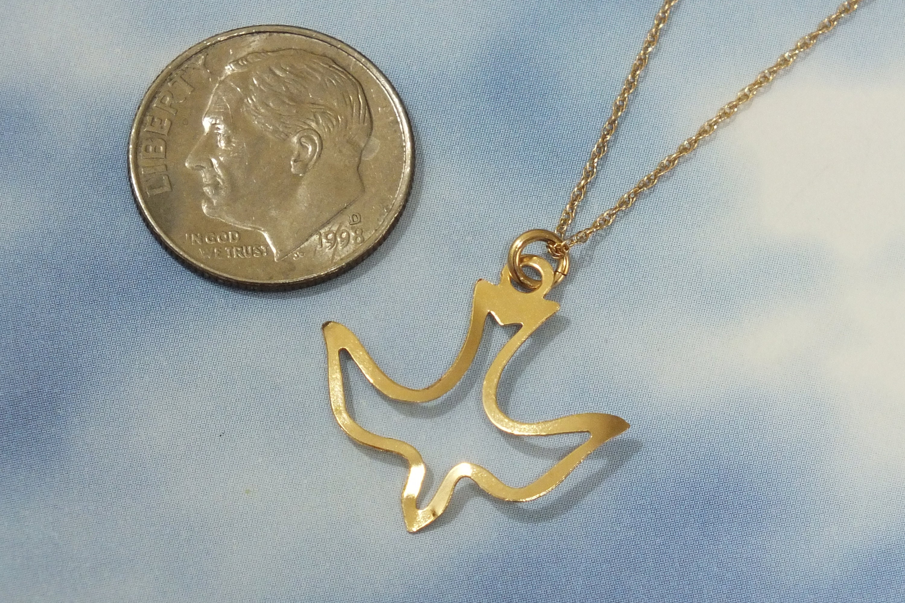 Dainty Dove Necklace, 14k Solid Gold Bird Charm Necklace, Gold Dove ...
