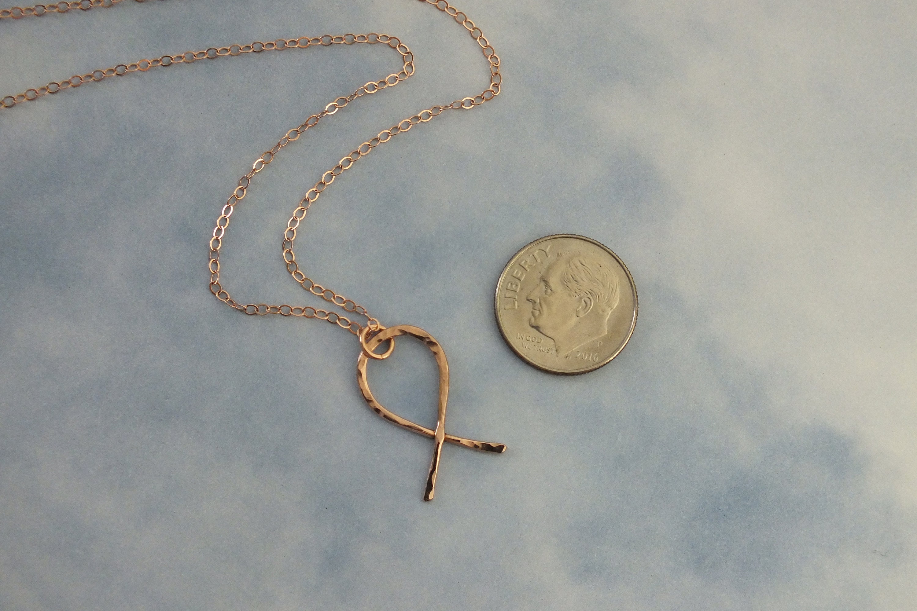 Rose Gold Breast Cancer Necklace, 14k Solid Rose Gold Cancer Ribbon ...