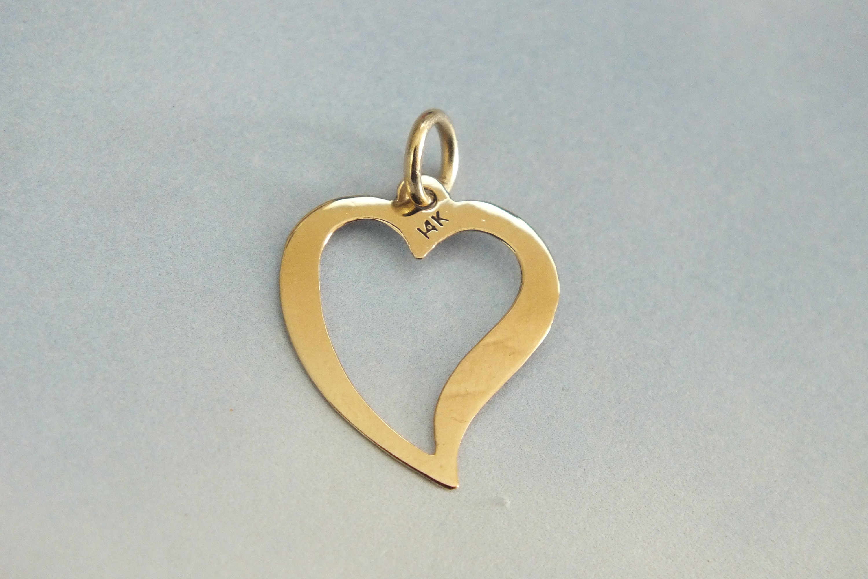 Gold Heart Charm 14k Solid Gold Heart Outline Charm Gold - Etsy