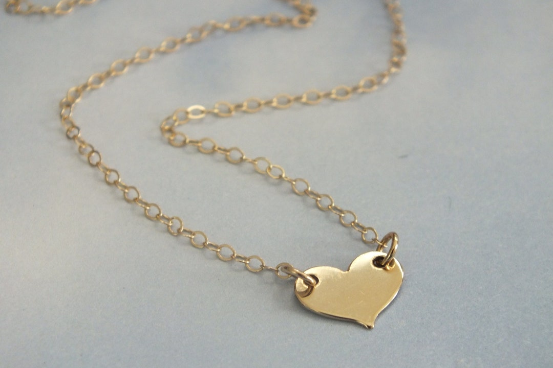 Heart Necklace, 14k Solid Gold Heart Initial Necklace, Personalized ...
