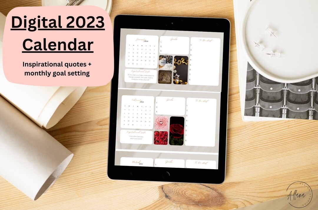 2023 Digital Calendar | Stay Motivated With Goal Setting and Monthly ...