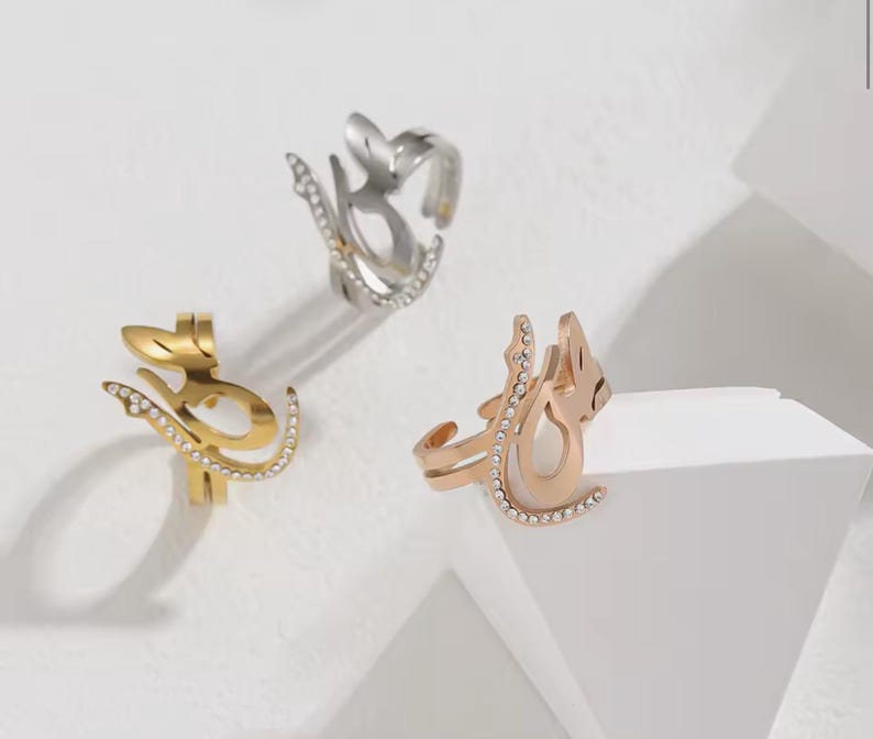 Personalized ARABIC Calligraphy Letter RINGS, Custom Couple Ring ...