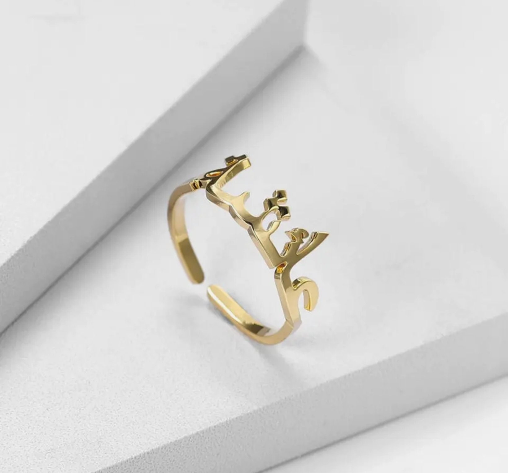 Custom ARABIC NAME Letter RING, Personalized Arabic Calligraphy and ...