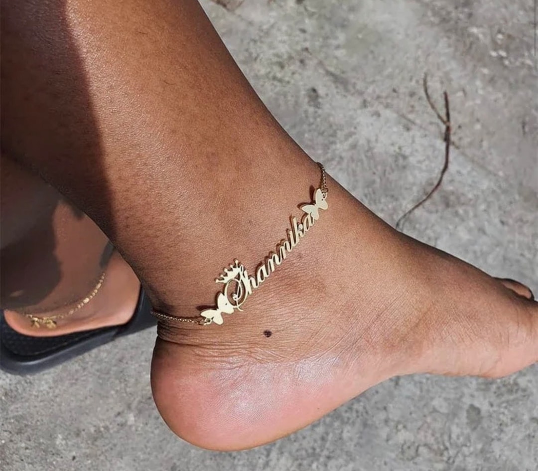 Custom English Name Ankle Bracelet - Etsy