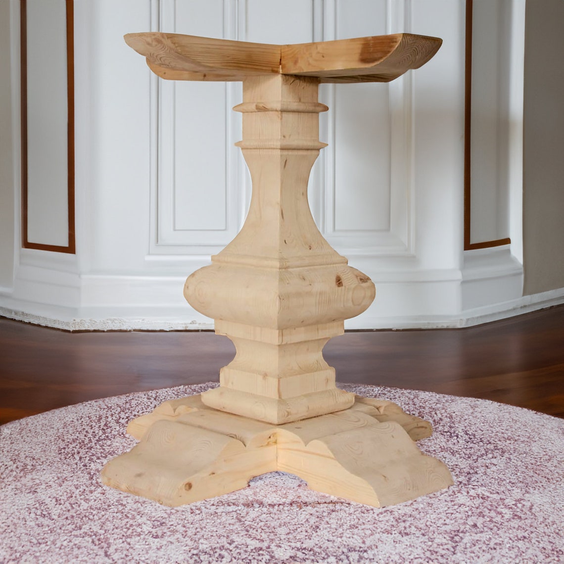 Table Leg, Unpainted Wood, Carved Corner, Applique Onlay, Home Wall ...