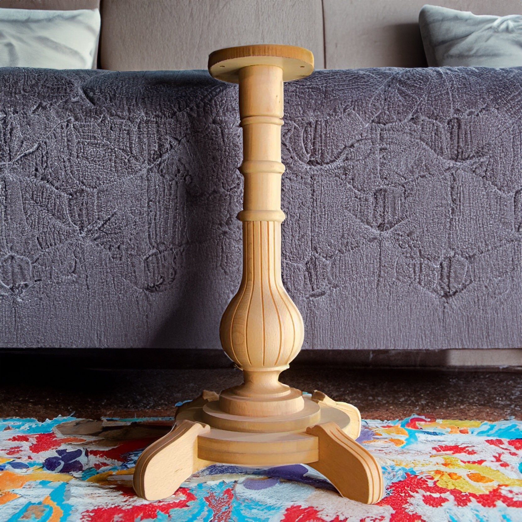 Table Leg, Unpainted Wood, Carved Corner, Applique Onlay, Home Wall ...