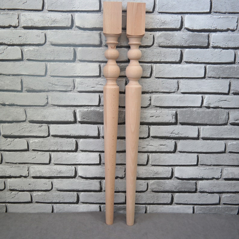 Set of 2, Dining Table Legs, Turned Table Legs, Wooden Table Legs ...