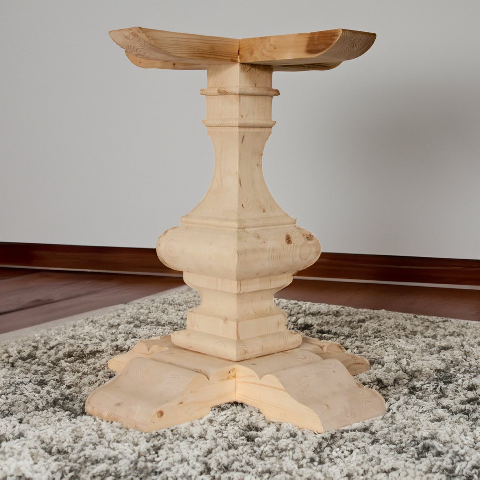 Table Leg, Unpainted Wood, Carved Corner, Applique Onlay, Home Wall ...
